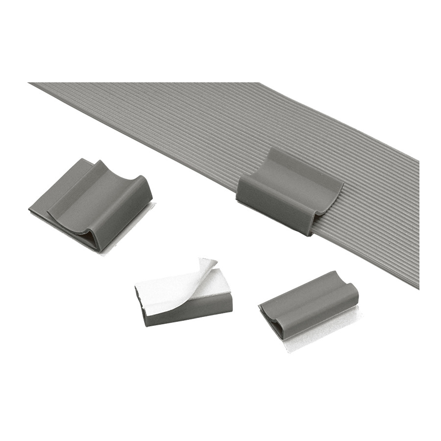Panduit FCC-A-D8 Flat Cable Clip, Rubber Adhesive, PVC, 1.09"W, Gray ...