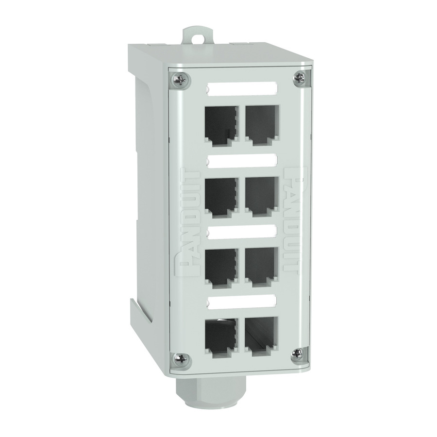 Panduit FDME8RG Mini-Com DIN Rail Fiber Optic Patch Panel, 8 Port ...