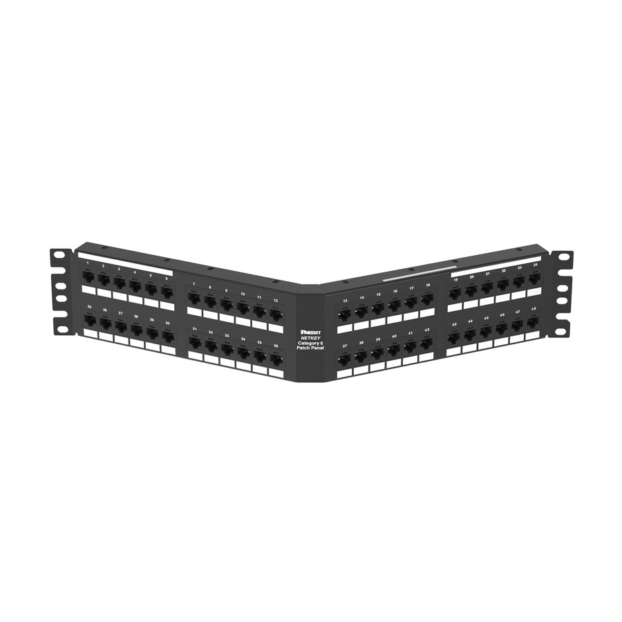 Panduit NKA6PPG48Y NetKey Patch Panel, Angled, 48 Port, 2 RU, Cat 6 ...