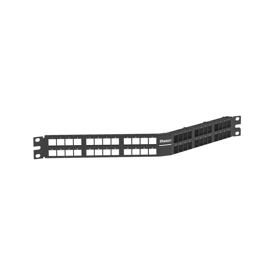 Panduit NKPPA48HDY NetKey Patch Panel, Angled, 48 Port, 1 RU, Black ...