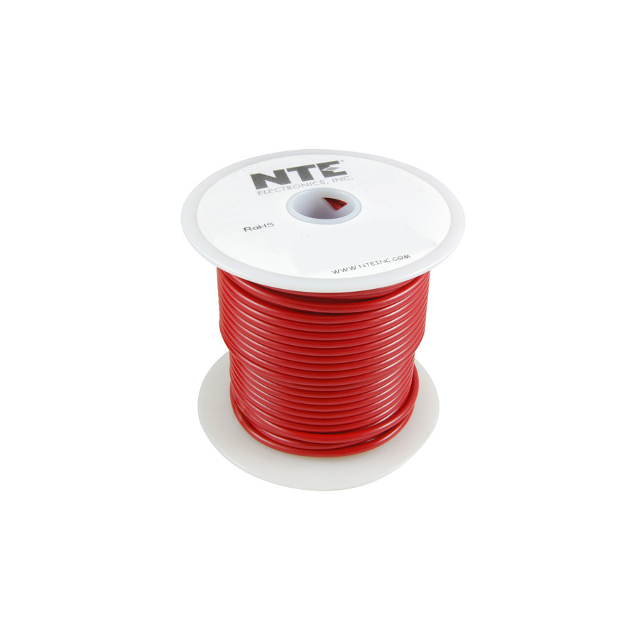 NTE Electronics WA12-02-100 Hook Up Wire Automotive Type 12 Gauge, Red ...