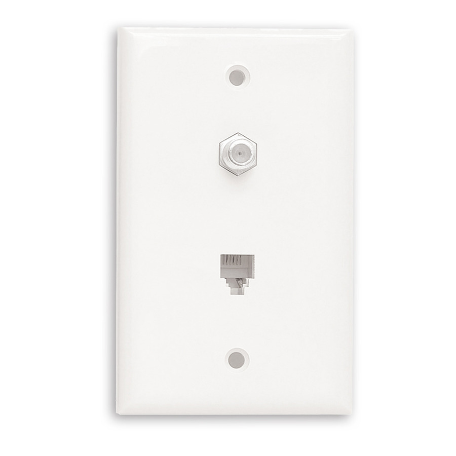 Quest Technology NTP-1902 Telephone Single-Gang Wall Plate, White, RJ11 ...