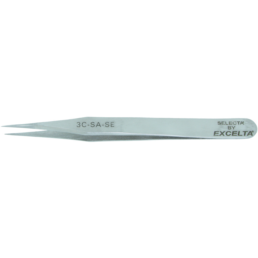 Excelta 3C-SA-SE Tweezers, Style 3Cs, Very Fine, Stainless Steel, 4.25 ...