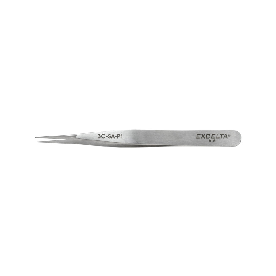 Excelta 3C-SA-PI Tweezers, Style 3Cs, Very Fine, Stainless Steel, 4.25 ...