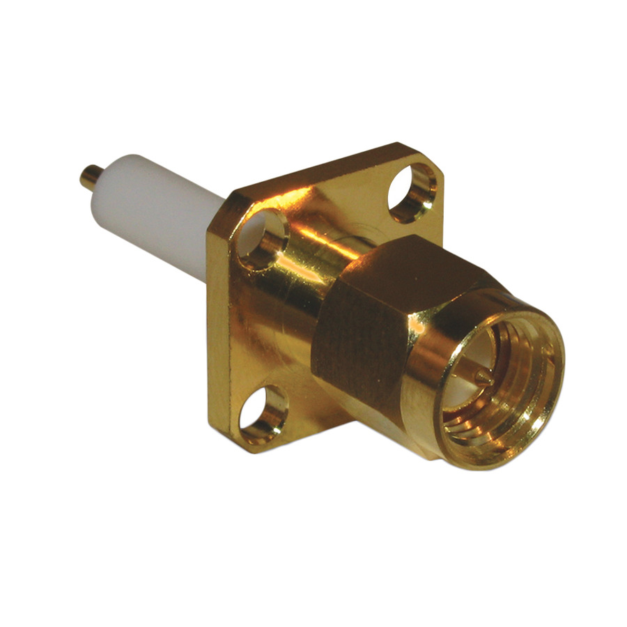 Amphenol RF 132144 RF SMA Connector, Panel Mount Plug, 4-Hole Flange ...