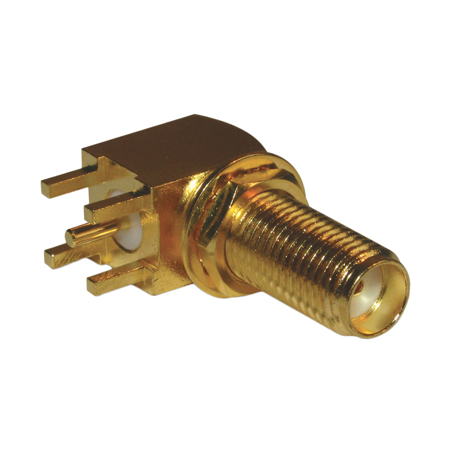 Amphenol RF 132203-12 RF SMA Connector, Right Angle, Jack, PCB Through ...