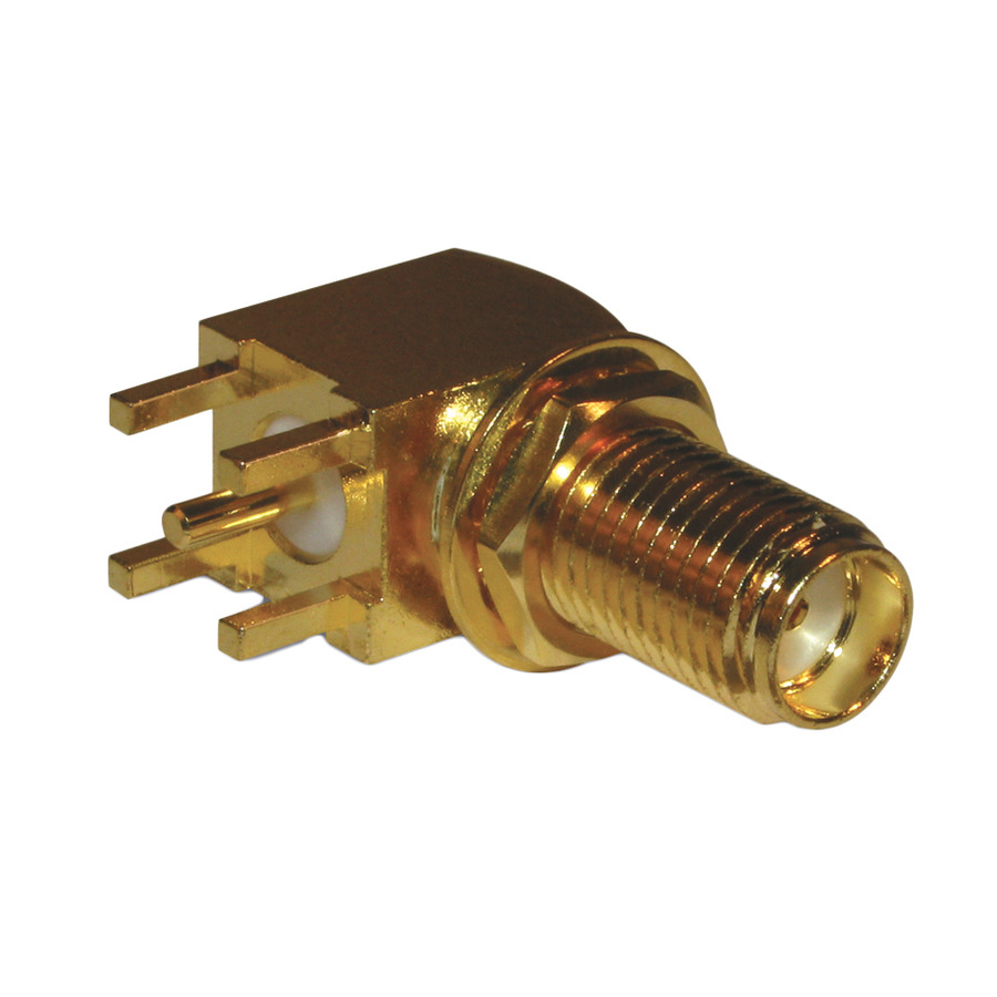 Amphenol RF 132203 RF SMA Connector, Right Angle, Jack, PCB Through ...
