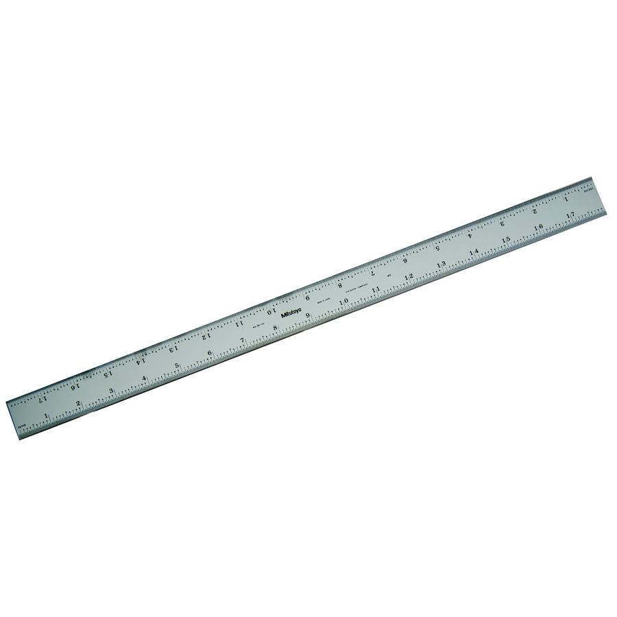 Mitutoyo 182-142 Steel Ruler, Rigid, 18"(16R), 3/4" Wide, Chrome Finish ...