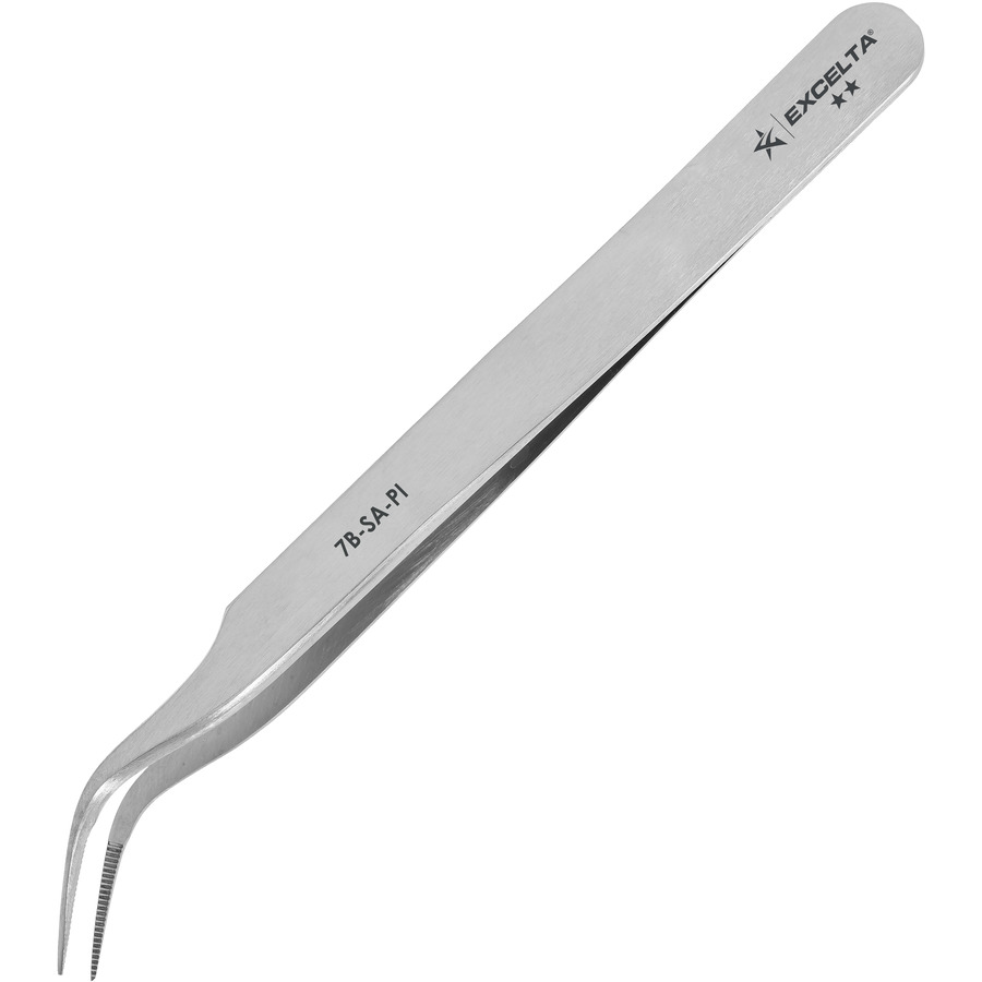 Excelta 7B-SA-PI Tweezers, Style 7Bs, Fine, Serrated, Curved, Stainless ...