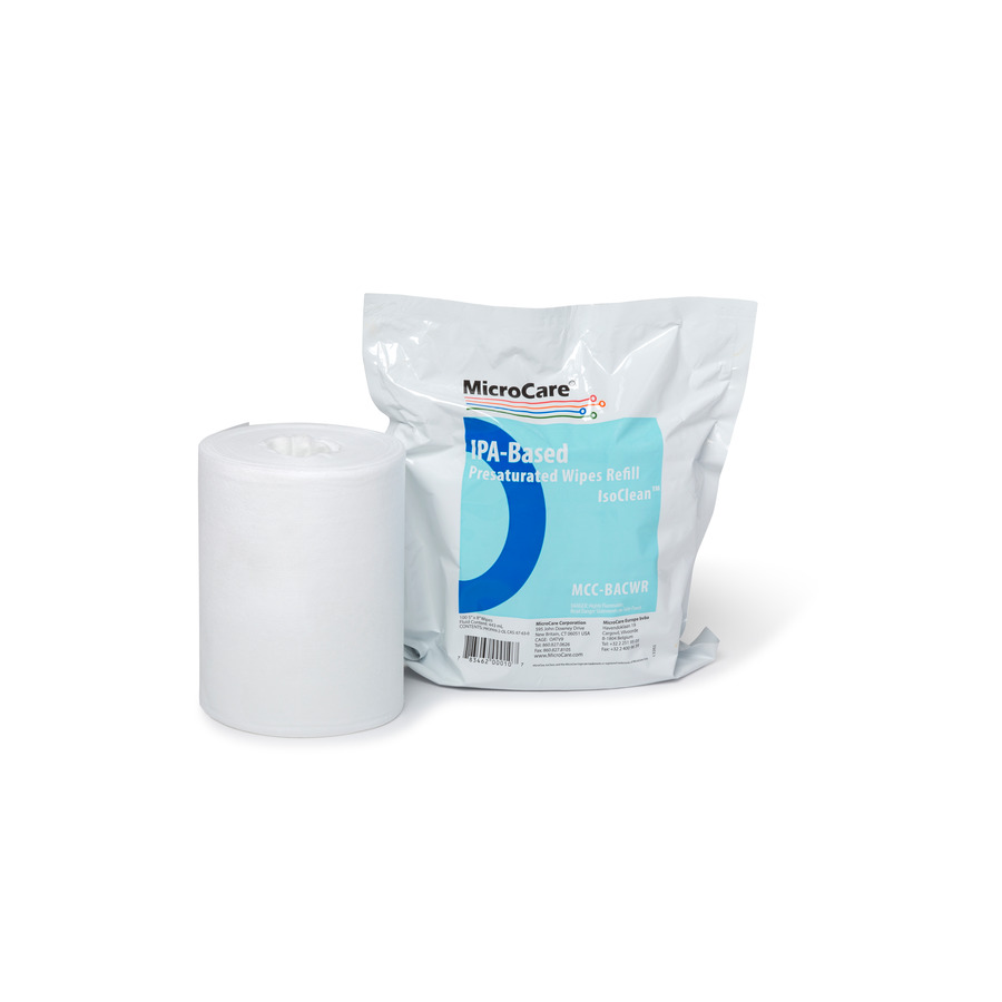 MicroCare MCC-BACWR Presaturated Wipes, IPA-Based IsoClean, 8"x5", 100 ...