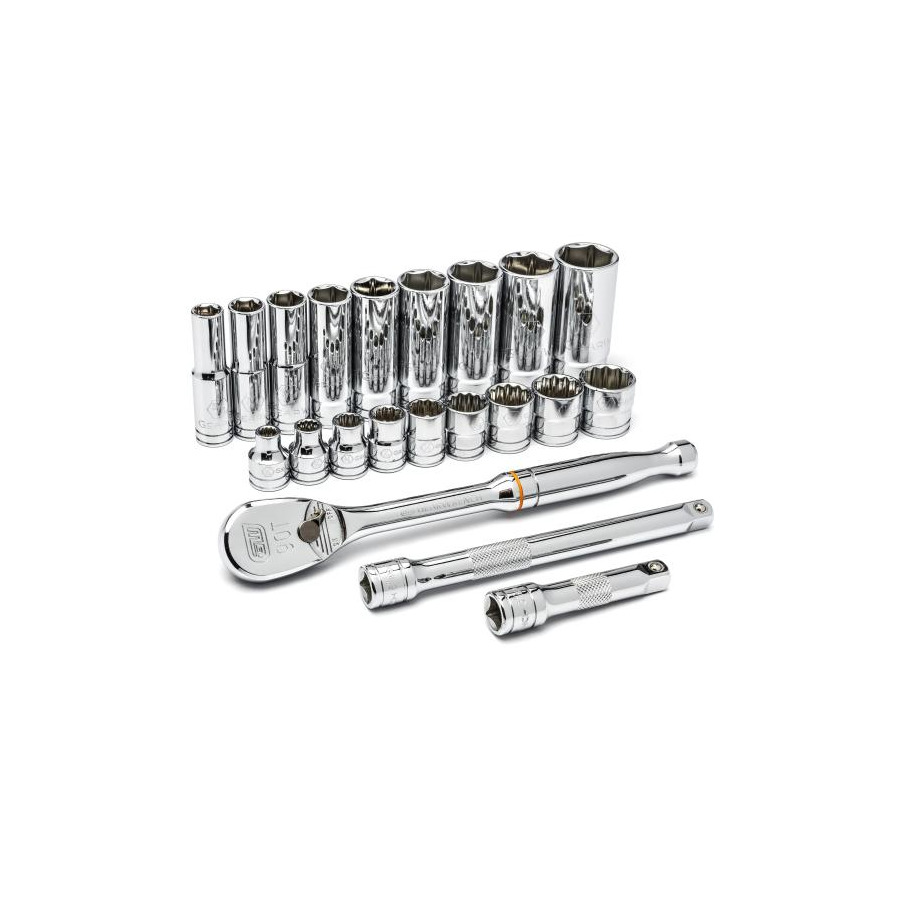 GEARWRENCH 80557 Socet Set, 21 Pieces, 3/8" Drive, 6/12 Points ...