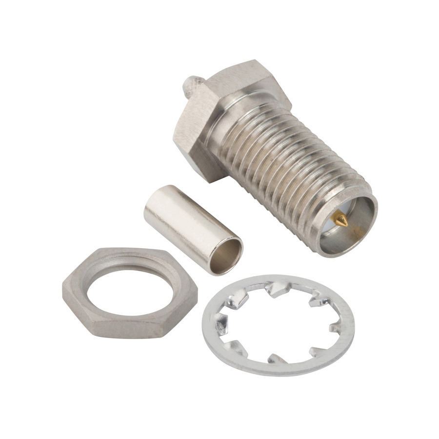 Amphenol RF 901-9990 RF RP-SMA Connector, Straight, Crimp, Jack, Bulkhead, 50 Ohm | JensenTools