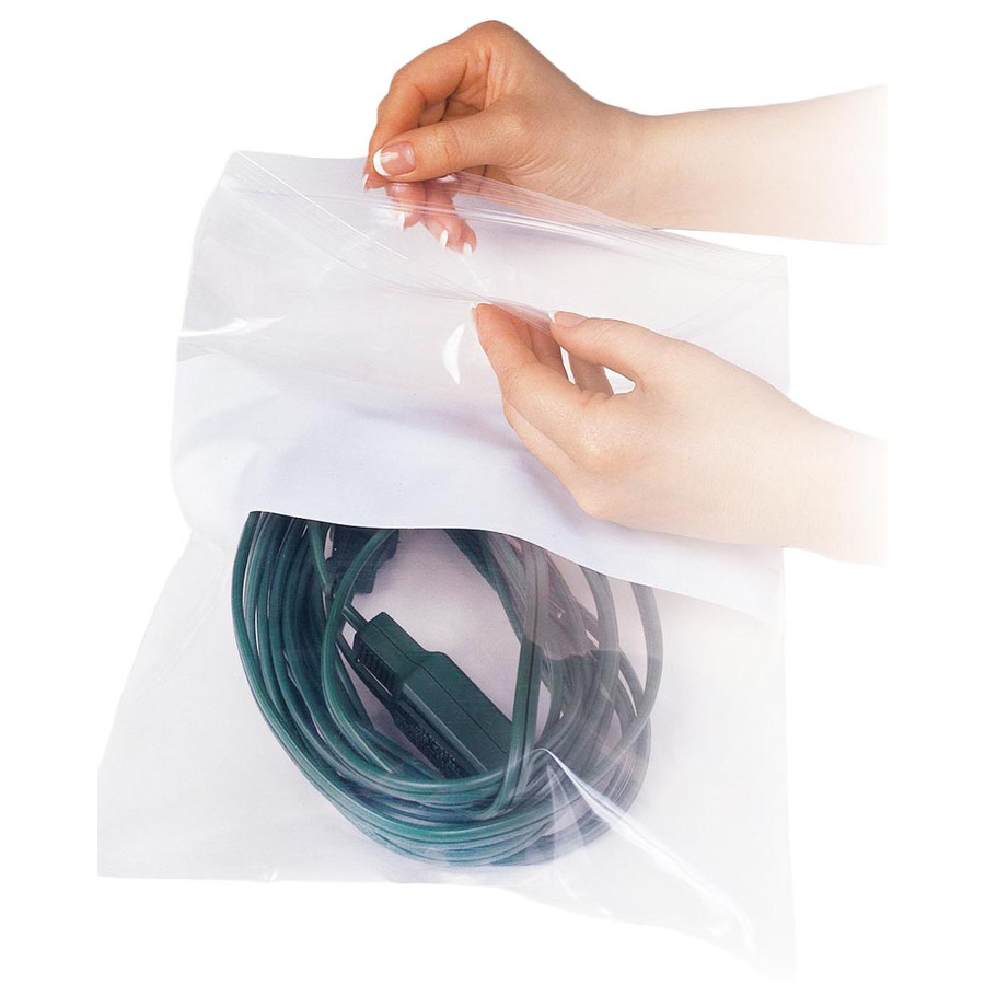 Elkay Plastics F40406W Clear Line Single Track Zipper Bag, Write-On ...