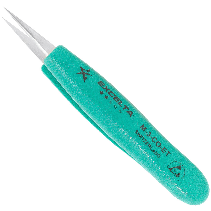 Excelta M-3-CO-ET Tweezers, Mini, Straight Very Fine Point, Cobalt ...