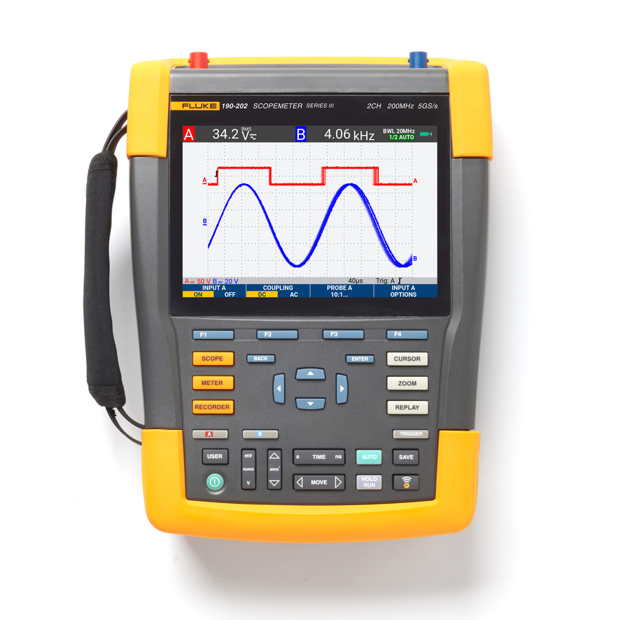Fluke FLUKE-190-202-III Handheld Oscilloscope, 2 Channel, 200 Mhz ...