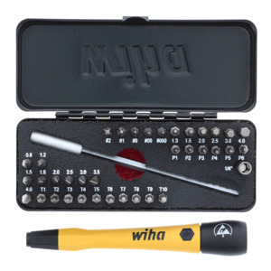 Wiha 75980 Bit Set, ESD Safe, MicroBits, 39 Pieces, Slotted/Phillips ...