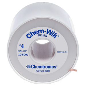 Chemtronics 10-500L Solder Wick, Rosin, 0.110" x 500 ft Roll, #4, Blue ...