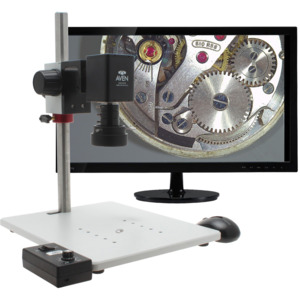 Aven 26700-108 Microscope, Digital, 33X, Ring Light, HD Monitor, Post Stand, Mighty Cam Series ...