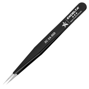 Excelta 3C-SA-ESD Tweezers, 3-Star, Straight, Very Fine Point, Anti-Mag ...