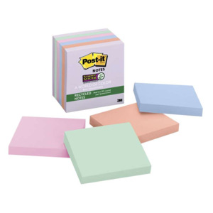 3M 7010044989 Post-it Super Sticky Recycled Notes 654-6SSNRP, 3"x3"(76 ...