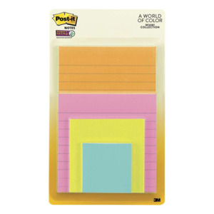 3M 7100088896 Post-it Super Sticky Notes 4622-SSMIA, Multi Sizes, Miami ...