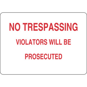 TestEquity: Brady 40797 No Trespassing Sign, Red on White, 10 x 14"