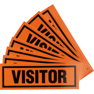 Brady 43193 Rectangle Hard Hat Emblems -VISITOR- Black on Orange, 1 x 3 ...