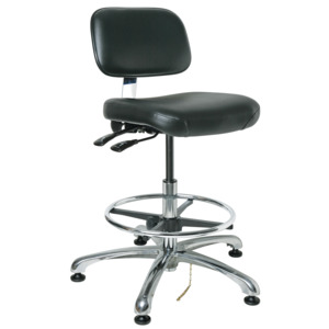 Bevco 8351-EBF Chair, Vinyl, ESD-Safe, Industrial, Tilt, Black, 19"-26. ...