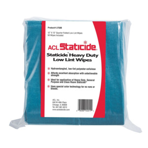 ACL Staticide LF50B Staticide Heavy Duty Low Lint Wipes, 12" x 13", 50 ...