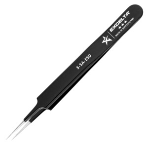 Excelta 5-SA-ESD Tweezers, 3-Star, Straight, Tapered Ultra Fine Pt ...