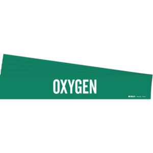 Brady 171553 OXYGEN Pipe Marker Style 1 White on Green 1 per Card, 5 PK ...