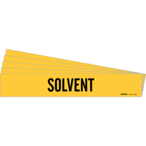 Brady 172060 SOLVENT Pipe Marker Style 1 Black on Yellow 1 per Card, 5 ...