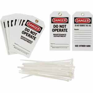 TestEquity: Brady 76180 Danger Tags, Black/Red on White, Polyester, 5. ...