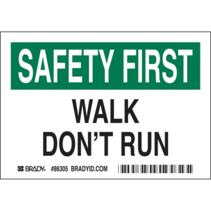 TestEquity: Brady 86305 SAFETY FIRST Walk Don't Run Label, 3.5 x 5", 5 ...