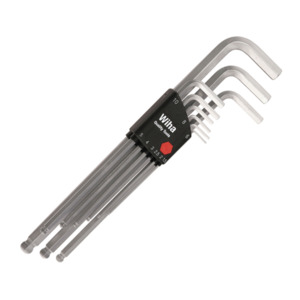Wiha 66994 L-Key Set, Hex, Ball End, 9 Pieces, Metric, 1.5mm to 10mm Size, Steel, Chrome Finish ...
