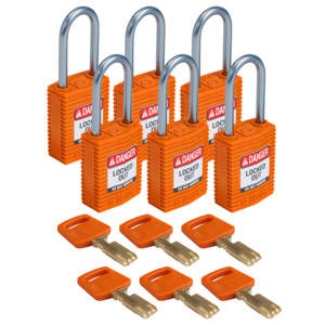 TestEquity: Brady CPT-ORG-38AL-KD6PK SafeKey Compact Nylon Padlocks ...